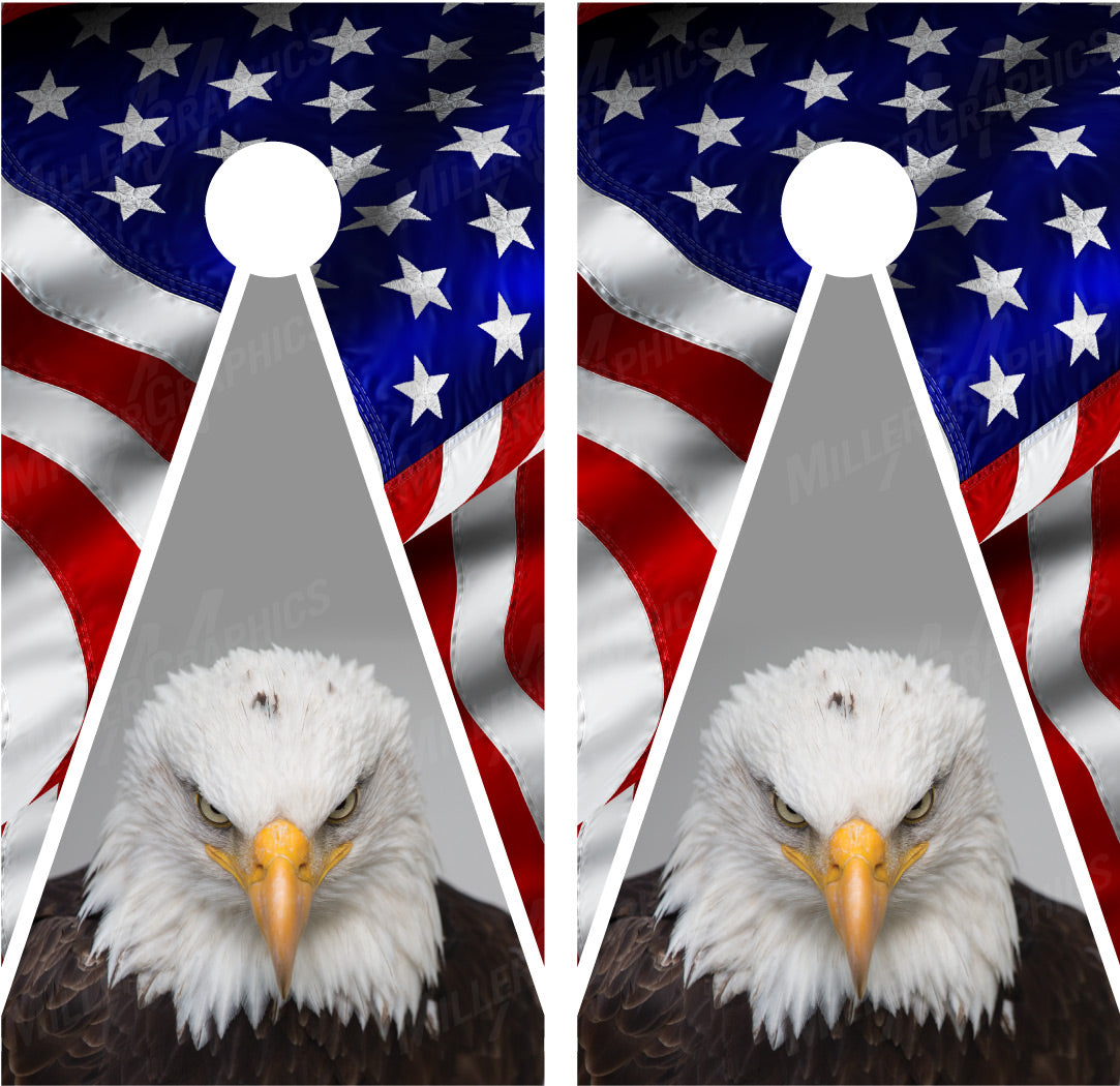 American Flag Bald Eagle Cornhole Wraps | Mid Atlantic Designs